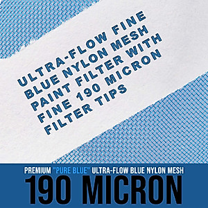 TCP Global 50 Pack of Paint Strainers with Fine 190 Micron Filter Tips - Premium "Pure Blue" Ultra-Flow Blue Nylon Mesh - Cone Paint Filter Screen