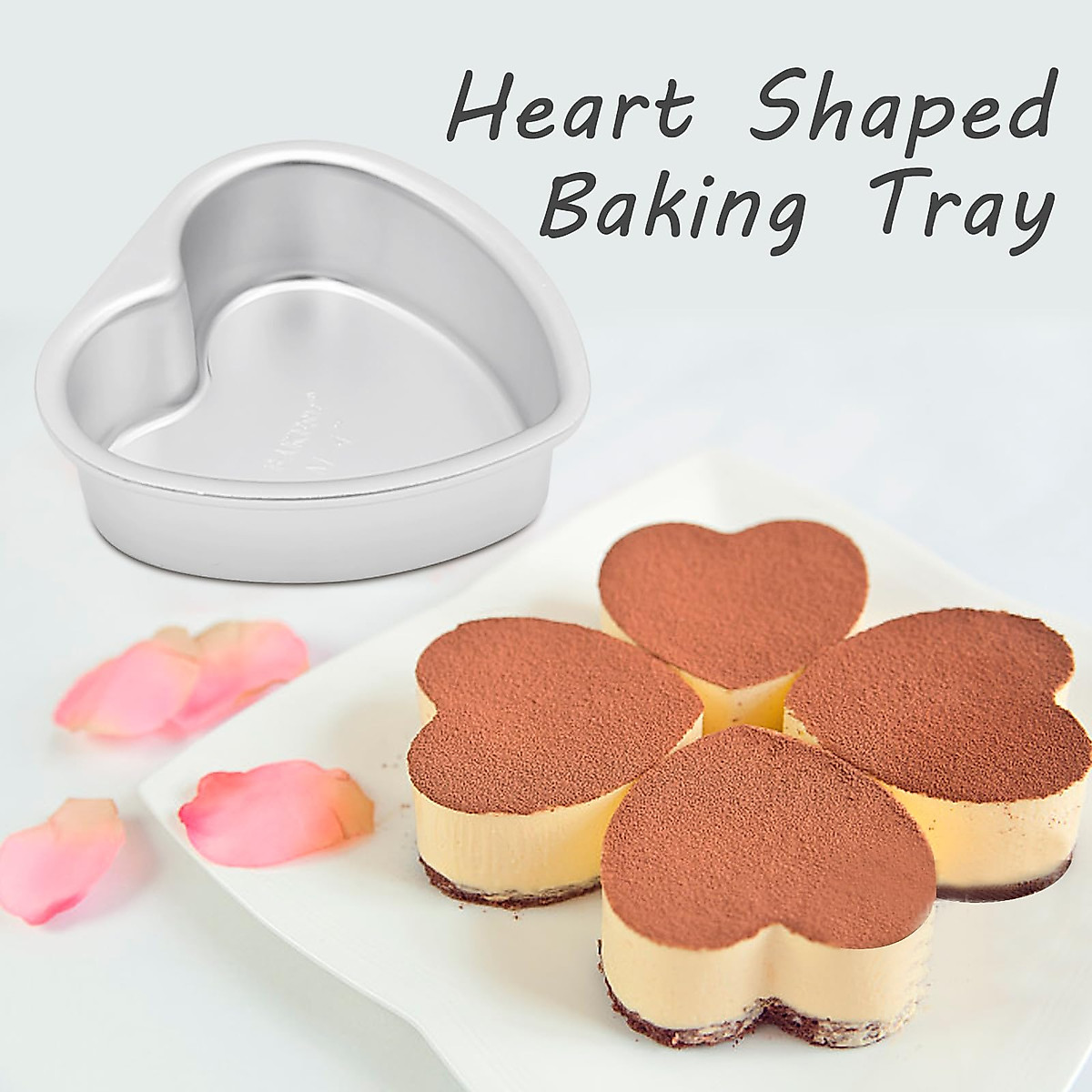 EATAKWARD 5pcs Heart Shaped Cake Pan, 4'' Non-Stick DIY Cake Pans for Baking, Aluminium Cake Mold, Multifunctional Heart Cake Tins for Kitchen Birthday Valentine Day Wedding Mini Heart Cake Pan