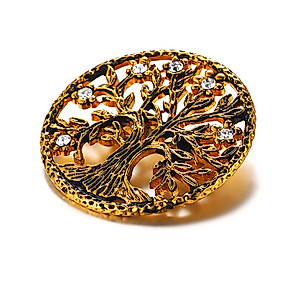 Lapel Pin Brooch for Women 18K Gold Plated CZ Brooches for Grandma Friend Graduation Gift Family Tree of Life Brooches