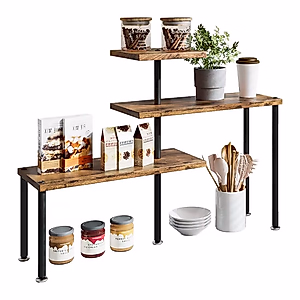 Dazioter Corner Shelf Countertop Organizer 3 Tier Kitchen Corner Shelves Adjustable Spice Storage Rack for Bathroom Coffee Area Over Sink (Black)