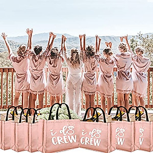 CUTERUI GIFTED 8pcs Rose Gold Gift Bags Set,I Do Crew Non-Woven Gift Bags for Bridesmaid Gifts,Bridal Party Gifts,Bachelorette Favors,Wedding Party Gifts(Rose Gold)