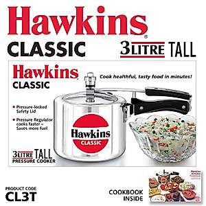 Hawkins 3 Litre Classic Pressure Cooker, Tall Design Inner Lid Cooker, Best Cooker, Silver (CL3T)