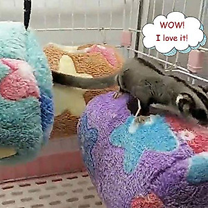 Hanging Tunnel for Small Animals, Bucket Shape Warm Sugar Glider Hammock Nest, Critter Cage Accessories Bedding for Hamster Hedgehog Gerbil Rat