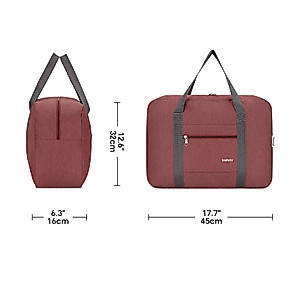 For Spirit Airlines Personal Item Bag 18x14x8 Foldable Travel Duffel Bag Tote Carry on Luggage Duffle Weekender Overnight for Women and Men (1112 Thick Series Jujube Red)