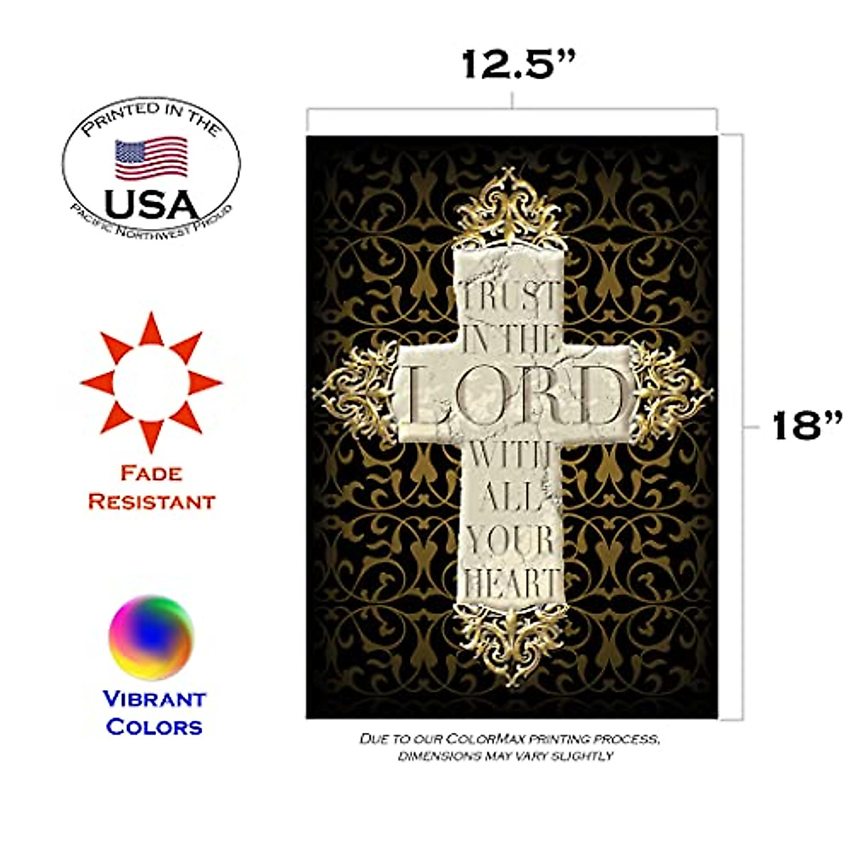 Toland Home Garden 119274 Cross Christian Flag 12x18 Inch Double Sided Christian Garden Flag for Outdoor House Cross Flag Yard Decoration