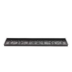 Anji Mountain Heavy Duty Waterproof Rubber Shoe Storage Mat Organizer/Boot Storage Tray Multi Use for Entryway with Coir, Tan Insert, Fits 4 Pair (46.5" Wide)