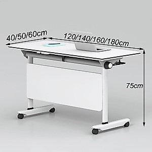 Folding Conference Table, Flip Top Mobile Training Table with Modesty,Storage Layer and Lockable Wheels,Wood Tabletop, Metal Frame (Color : A, Size : 120 * 40 * 75cm)