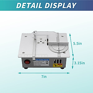 Mini Table Saw for Crafts 4 Blades Metal Chop Saw 96W Adjustable Cut Depth 7-speed Power Supply Portable Cut Off Table Saw for Woodworking Plastic Metal