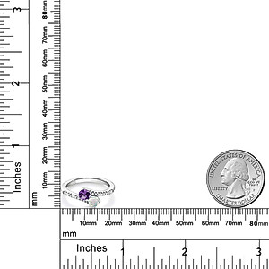 Gem Stone King 925 Sterling Silver Purple Amethyst and White Opal Bypass Ring For Women (0.74 Cttw, Gemstone February Birthstone, Round 4MM, Available In Size 5, 6, 7, 8, 9)