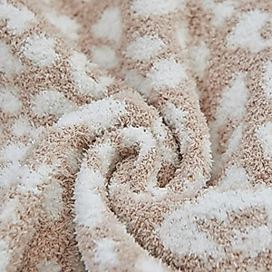 Leopard/Cheetah Print Throw Blanket, Fuzzy Soft Plush Stretchy Knitted Throw Blanket, for Bed and Couch, Khaki & Cream, 60" L x 50" W, Mid-Weight (3 Pounds)