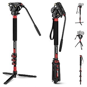 NEEWER 71.6" Pro Camera Monopod with Feet, Carbon Fiber Telescopic Video Monopod with QR Plate Compatible with DJI RS Gimbals Manfrotto, Removable Base for Camera Camcorder, Max Load 13.2lb/6Kg, TP71