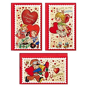 Hallmark Mini Valentines Day Cards Assortment, 18 Cards with Envelopes (Vintage, Be My Valentine)