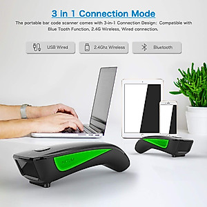 NETUM Bluetooth Mini 1D Barcode Scanner, 3-in-1 Portable Automatic USB Wireless CCD Bar Code Scanning Support Screen Scan, for Tablet iPhone IPad Android Windows Mac Pos - C740