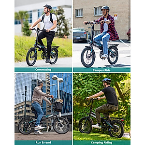 Gotrax R1 20" Folding Electric Bike with 40 Miles Range by 48V Battery, 20Mph Power by 350W, Weighs Only 45lbs, LCD Display & 5 Pedal-Assist Levels, Suitable for Leisure Riding&Commuting Black