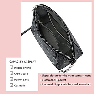 David Jones Women Small Cell Phone Purses Crossbody Bag, Girls Trendy Lightweight Faux Leather Shoulder handbags, Cute Waterproof Mini Black Purse