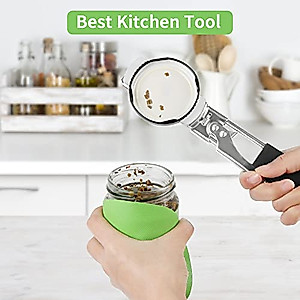 Jar Opener for Weak Hands, Jar Lid Opener for Senior Arthritis, Adjustable Stainless Steel Bottle Open Tool+Rubber Gripper Pad, Longer Handheld Canning Jar Opener Effortless for Any-Size Caps…