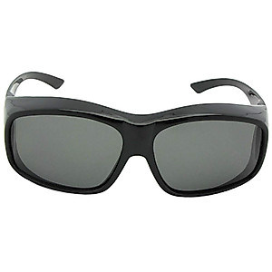 Sunglass Rage Style F19 Largest Polarized Fit Over Sunglasses Pouch (Black-Medium Dark Gray Lens, 2 3/4)