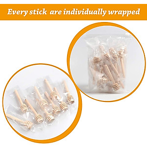 Premium 50-Pack 3 Inch Mini Wooden Honey Dipper Stick, Individually Wrapped,Pefect for Wedding Shower Party Favors Honey Jar spoon or Honey Wands mini