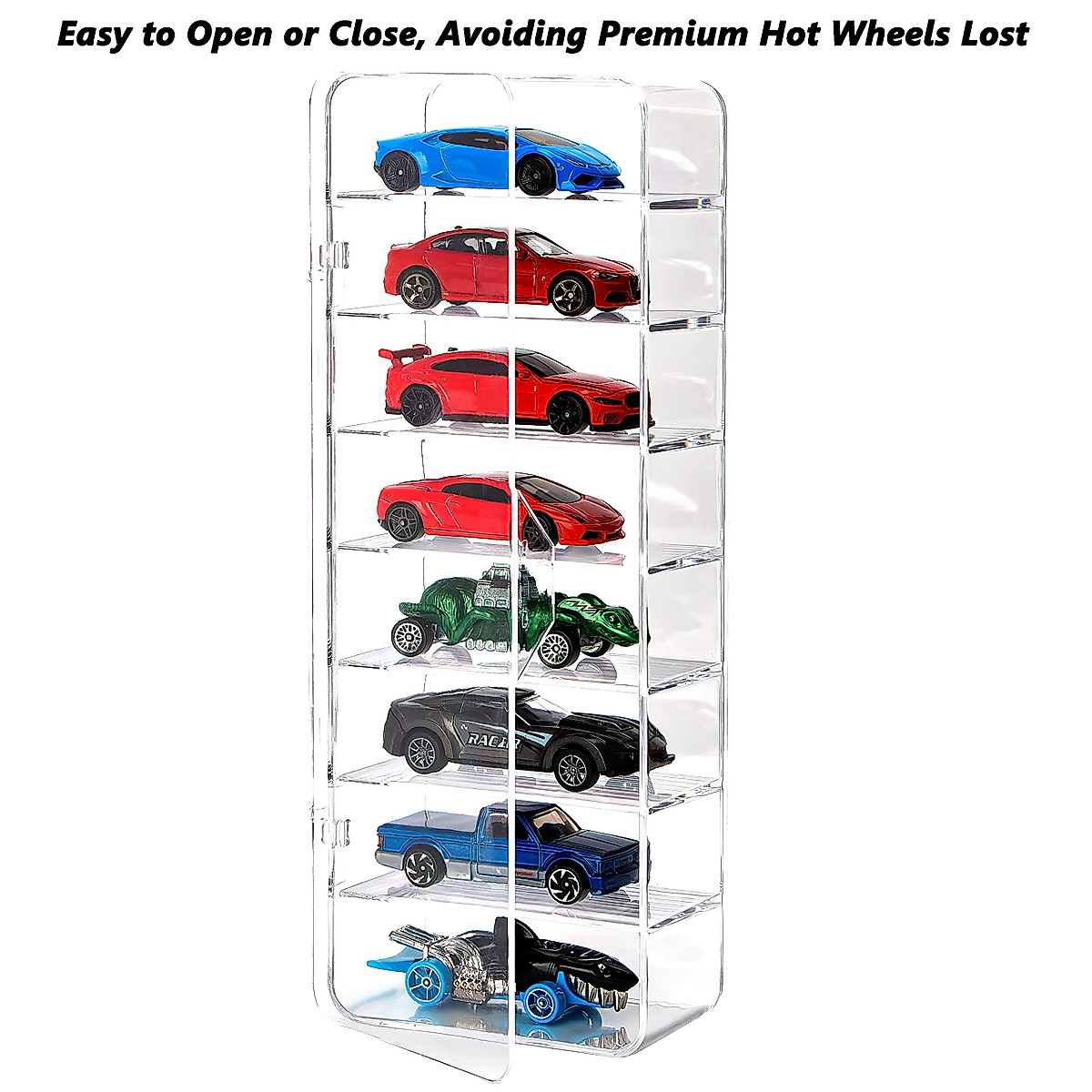 KISLANE 24 Toy Cars Display Case Compatible with Toy Cars, Transparent Acrylic Display Case Matchbox Cars