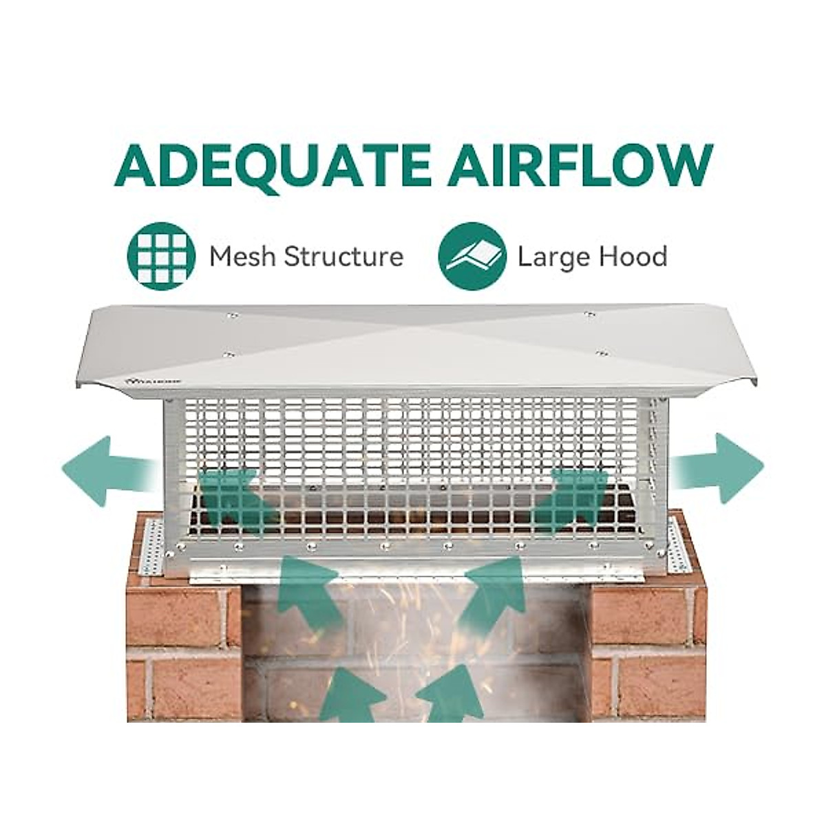 YITAHOME Chimney Cap, 13" x 24" Chimney Cover for Outside, 304 Stainless Steel Fireplace Chimney Caps with Adjustable Metal Strips, Screws & Gloves