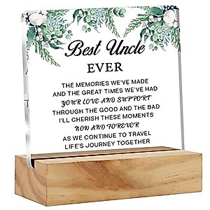 Best Uncle Ever Gift Uncle Sayings Desk Decor Uncle Acrylic Desk Plaque Sign with Wood Stand Home Office Table Desk Sign Keepsake