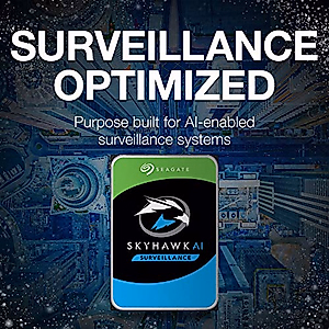Seagate Skyhawk AI 14TB Surveillance Internal Hard Drive HDD–3.5 Inch SATA 6Gb/s 256MB Cache with Drive Health Management + 3-Year Rescue Service (ST14000VE0008)