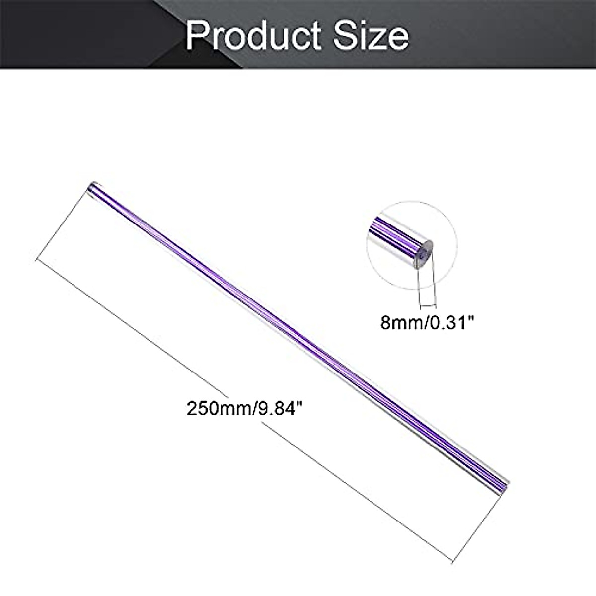 Fielect Deep Purple Straight Line Acrylic Round Rod Standard Plexiglas PMMA Bar Tolerance for DIY 8mm Diameter 250mm Height 1Pcs