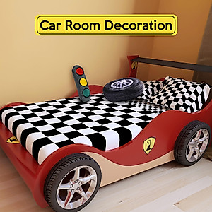 2 Pcs Racing Room Pillow Decorations Set 15.7 Inch Big Creative 3D Simulation Wheel Pillow Funny Traffic Cone Traffic Light and Stop Sign Plush Pillow Soft Car Tire Pillow for Kid Room (Traffic Light)