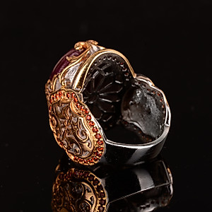 Genuine Real Natural Ruby Gemstone Ring, King Ring, 925 Sterling Silver Ring