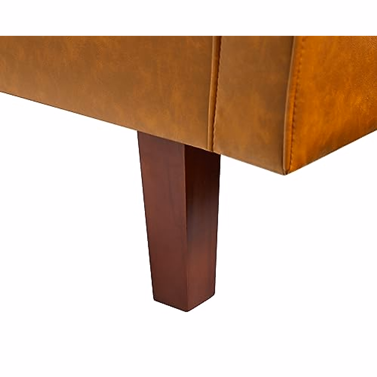 Eafurn 74.41" Faxu Leather Upholstered Futon Bed, Deep Button Tufted Convertible Folding Sleeper Solid Wood Legs, 3 Seater Comfy Soft Sofa & Couches for Living Room Office, Brown PU