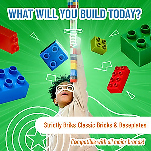 Strictly Briks Compatible with Lego Large Classic Stackable Baseplates, for Building Bricks, Bases for Tables, Mats, and More, 100% Compatible with All Major Brands, Green, 1 Piece, 10x10 Inches