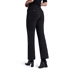 Bamans Womens Dress Pants Wide Leg Stretch Work Pants Skinny Golf Pants with Pockets Black