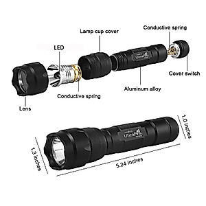 ULTRAFIRE WF-502B Single Mode Flashlight with Holster,1000 Lumen Mini Tactical LED Flashlight Duty Flashlights with Belt Holster Bright Handheld Small Flashlight (Battery not Included)