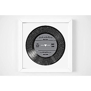 Personalized Record Print Personalized Vinyl Record Song Lyrics Frame Our Song Custom Song Lyrics Framed Print Anniversary Gift for Him
