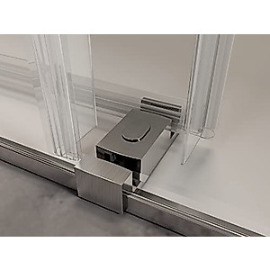 Jintop 72" W x 76" H Double Sliding Frameless Soft-Close Shower Door with Premium 3/8 Inch (10mm) Thick Tampered Glass,Bathroom Bathtub Doors W/ 4 Rollers and 2 Towel Bar Handles,Brushed Nickel