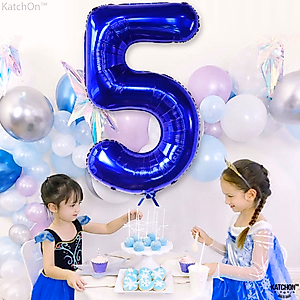 KatchOn, Navy Blue Number 5 Balloon - Big, 40 Inch | 5th Birthday Decorations for Boys, 5 Year Balloon | 5th Birthday Balloons, 5th Birthday Boy | Balloon 5 Year Old, Fifth Birthday Decorations Boy