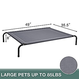 Eterish Elevated Bed for Small, Medium, Large Dogs and Pets, Raised Bed with Durable Frame and Mesh, Dog Cot with Rubber Feet for Indoor and Outdoor Use, Black