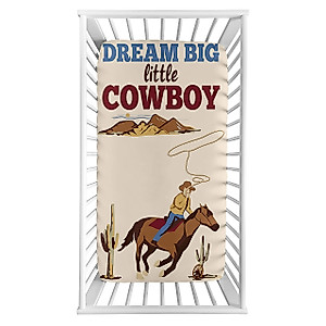 Sweet Jojo Designs Wild West Cowboy Boy Fitted Crib Sheet Baby or Toddler Bed Nursery Photo Op - Red, Blue and Tan Western Southern Country Horse