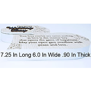 UNIDECO Wooden Heart Décor Wall - 7.0 Inch Wedding Gift Couple from Bride - Wood Heart Shaped Decoration for Home - Hanging Living Room Accent Shelve - Him Daughter Son - Bridal Brother Sister Day