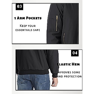 TACVASEN Men's Jackets Long Sleeves Classic Sports Windbreaker Softshell Coats Black, L