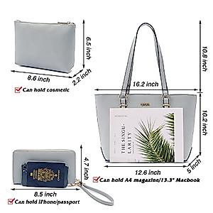 Purses And Wallets Set For Women Work Tote Handbags Shoulder Bag Top Handle Totes Purse With Matching Wallet Grey