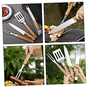 Happyyami 1 Set Barbecue and Fork Tools Poultry Serving Fork Chef Carving Fork Barbecue Cutter Grilling Accessories Kit Barbecue Kitchen Fork Stainless Steel Travel Chicken Household