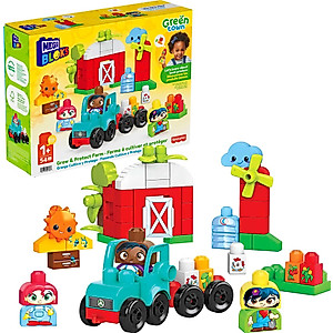 Mega BLOKS Fisher-Price Toddler Building Blocks Toy Set, Green Town Grow & Protect Farm with 51 Pieces, 3 Figures, Ages 1+ Years