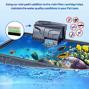 HiTauing 12 Count Mixed Pack Filter Pads for aqueon QuietFlow 10 LED PRO Aquarium Fish Tank Power Filter, 4 Ammonia & 4 Carbon & 4 Phosphate Reducer for QuietFlow LED PRO Model 10