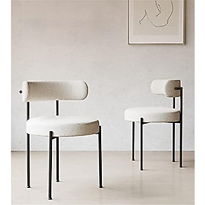 NIUYAO Upholstered Dining Chair Modern Open Back Side Accent Chair Armless Soft with Metal Legs for Dining Room Livingroom Lounge Office -White/Black Legs, Set of 4
