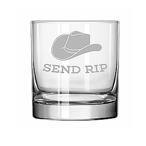 MIP Rocks Whiskey Old Fashioned Glass Send Rip Cowboy Hat