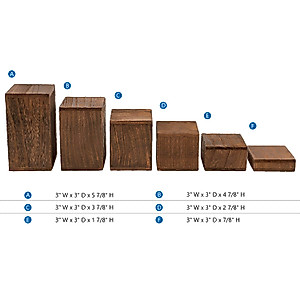 MOOCA Wooden 6 Pcs Square Risers for Display Jewelry and Accessories Display Stand Wooden Risers For Jewelry Figurine, Brown