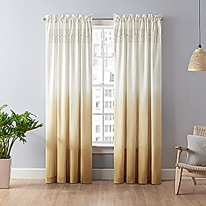 Vue Arashi Modern Boho Decorative Ombre Rod Pocket Window Curtain for Living Room (1 Panel), 52 in x 84 in, Gold