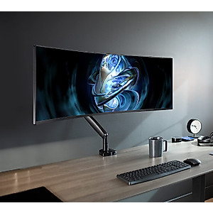 VIVO Premium Aluminum Heavy Duty Single Monitor Arm for Ultrawide Monitor up to 35 inches and 30.9 lbs, Desk Mount Stand, Pneumatic Height, Max VESA 100x100, Black, STAND-V101Q