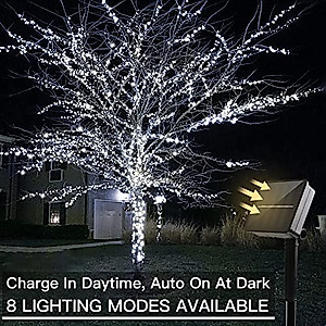 suddus Solar Fairy Lights Outdoor Waterproof, 2 Pack 33ft 100 LED Solar Twinkle Lights, White Solar Christmas Lights for Backyard Trees Patio Deck Garden Birthday Party Wedding Decorations